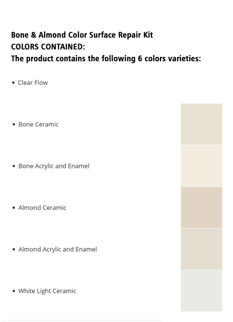 BONE & ALMOND COLOR SURFACE REPAIR KIT - Singapore, Dubai, Malaysia ...